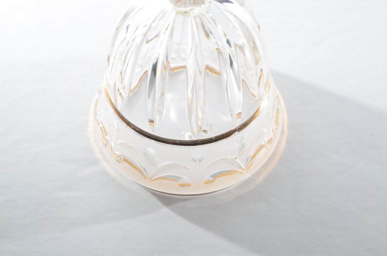 Tall Crystal Glass Bell Vintage Bell Gold Band Clear Glass Frosted Band ...