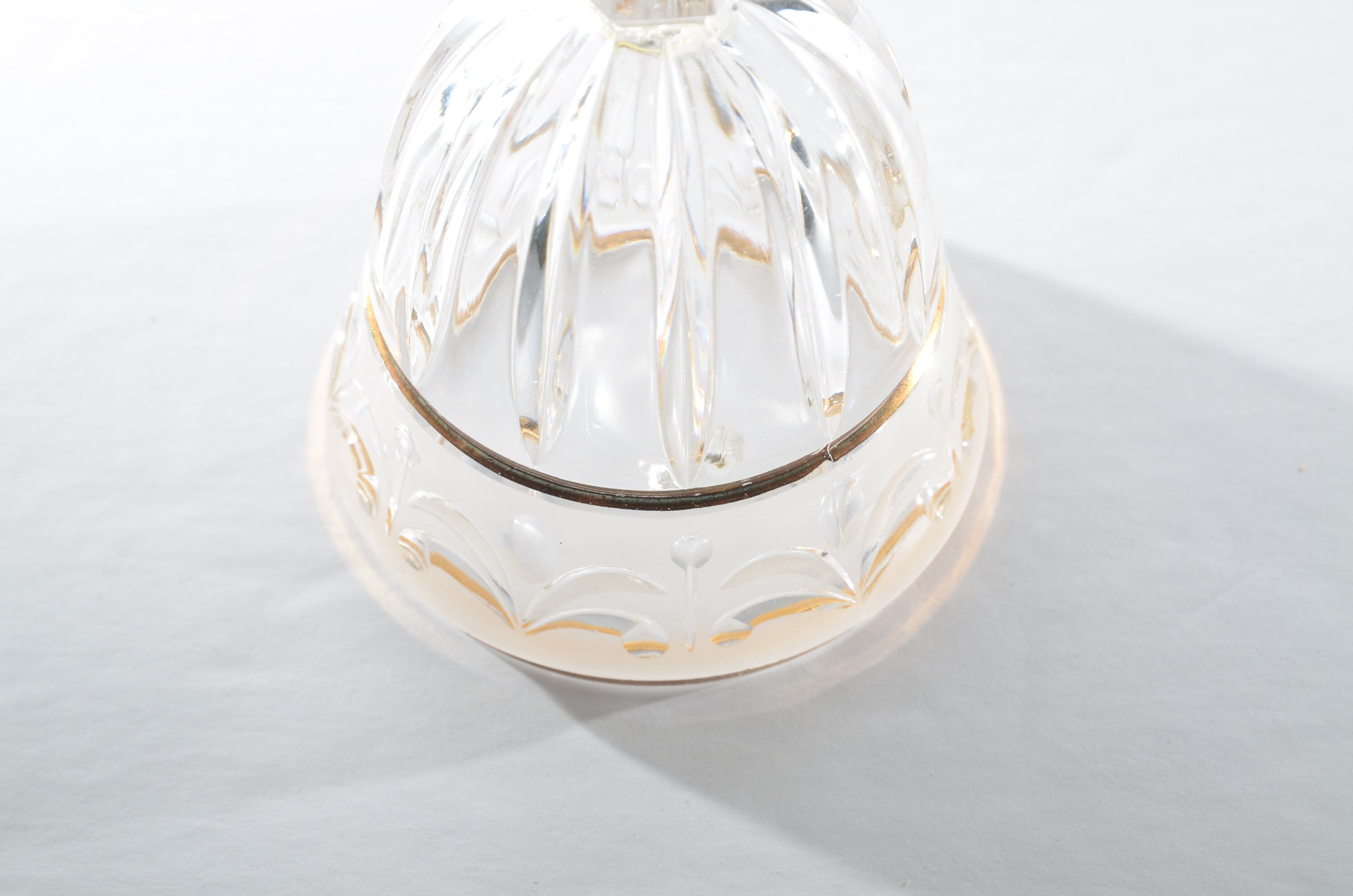 Tall Crystal Glass Bell Vintage Bell Gold Band Clear Glass Frosted Band ...