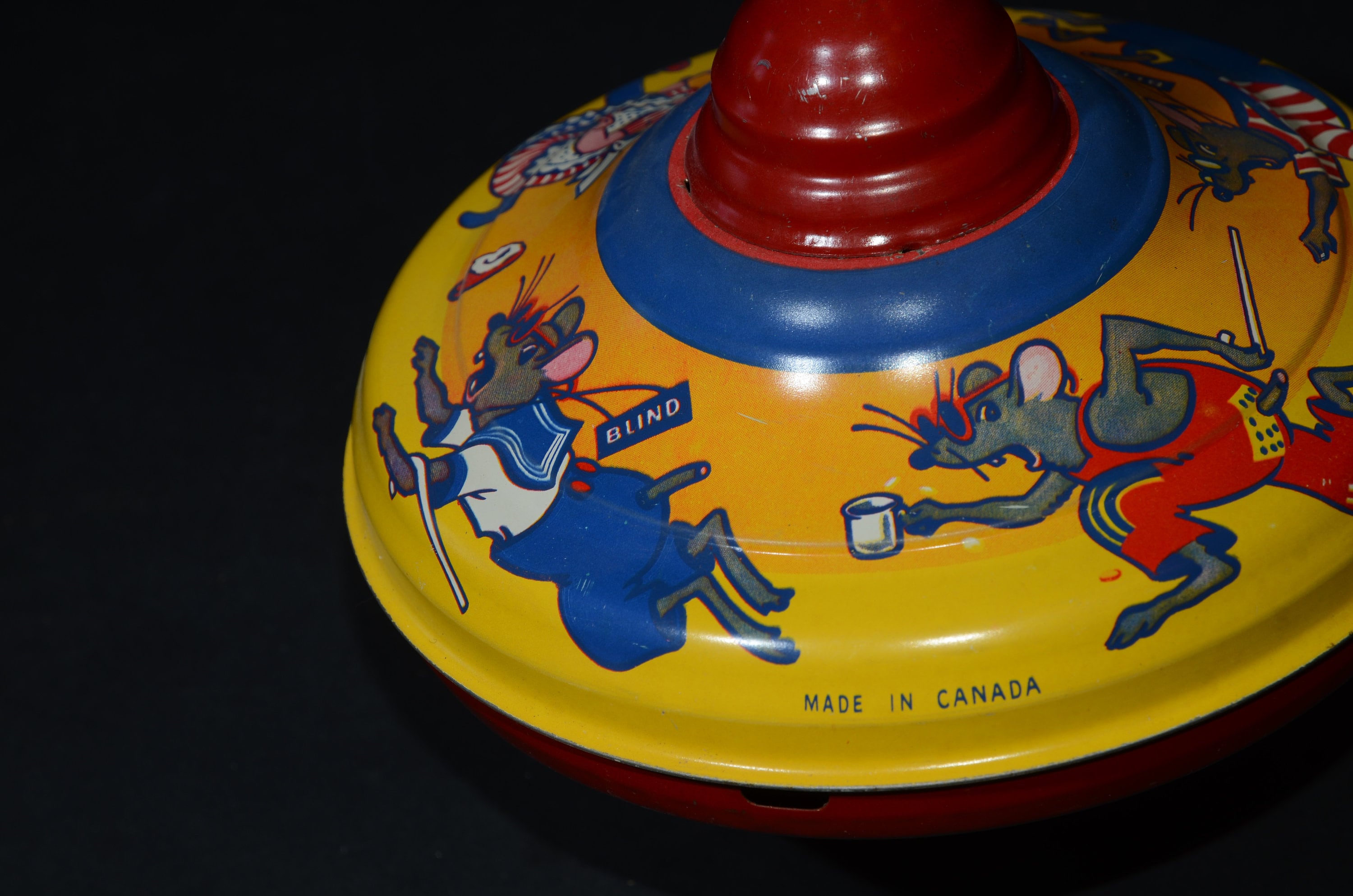 Vintage Large SPINNING Top Tin Toy Made in Canada Kid's Toy Christmas ...