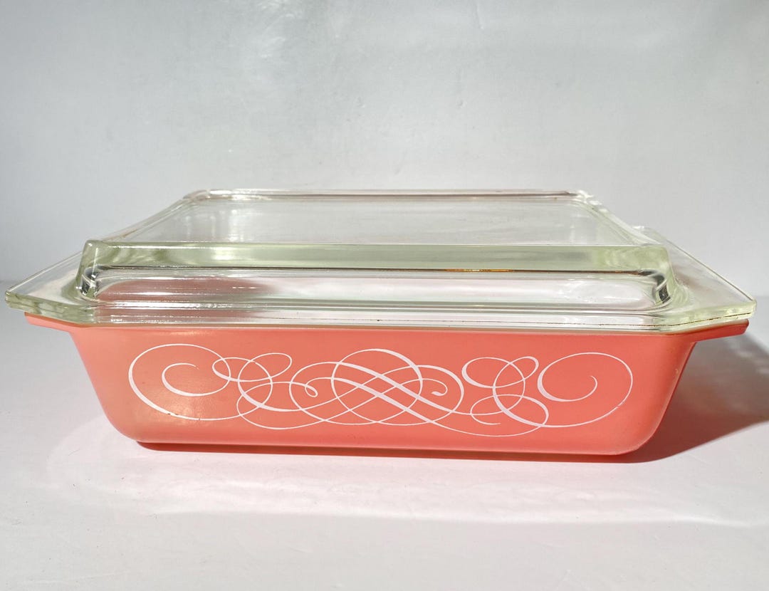 PYREX Pink Scroll Space Saver Baking Dish Lid Promotional Vintage Mid ...