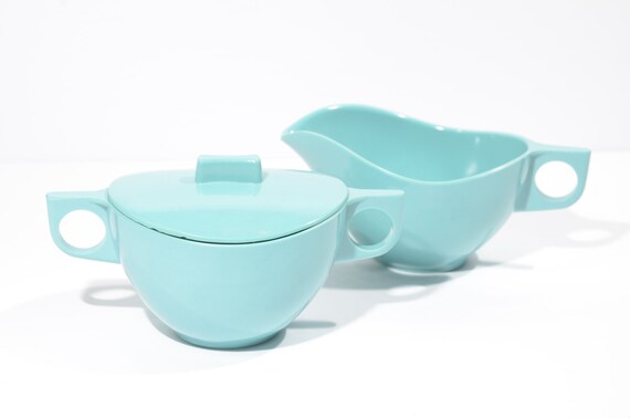 Vintage MELMAC Melamine Turquoise. Blue Creamer and Sugar | Etsy