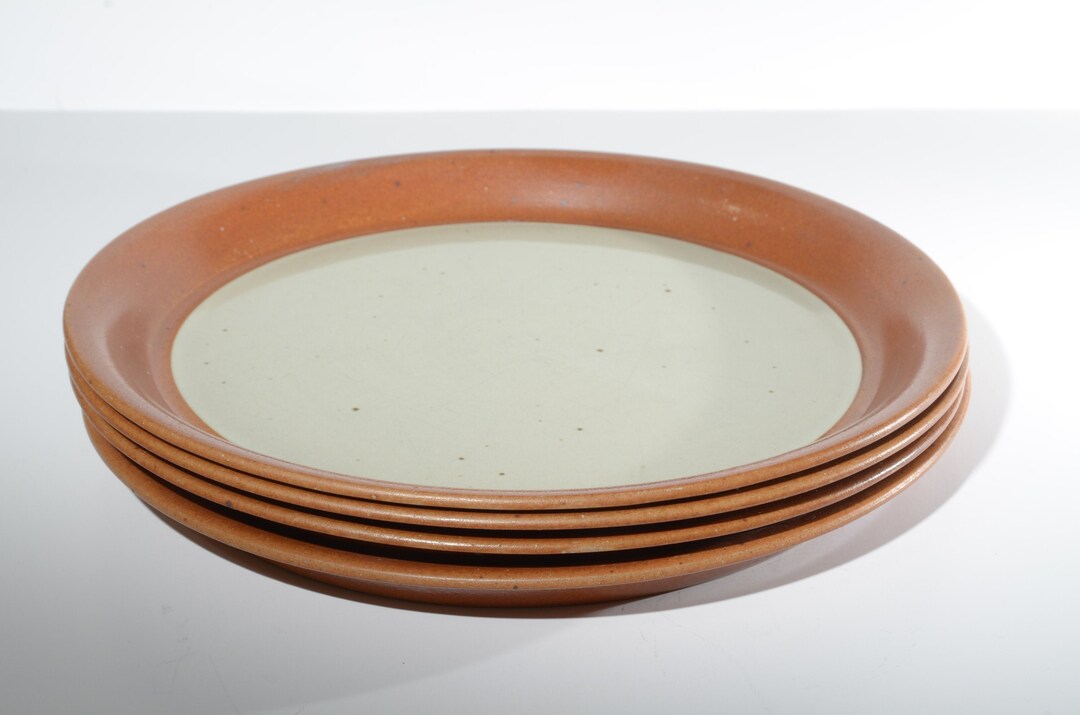Vintage Set of 4 Dinner Plate Sial Art Pottery Rust Pottery - Etsy