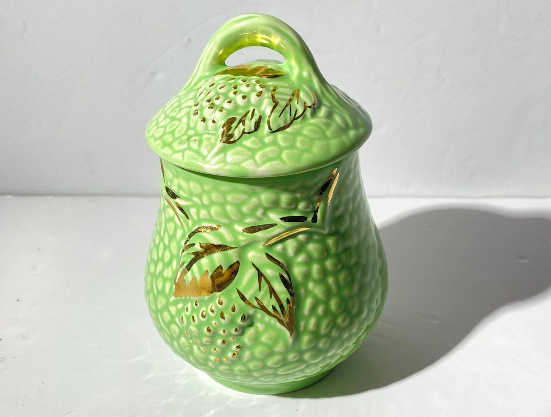 Vintage Wade Emerald Gold Jam Jar With Lid Ironstone Made in England ...