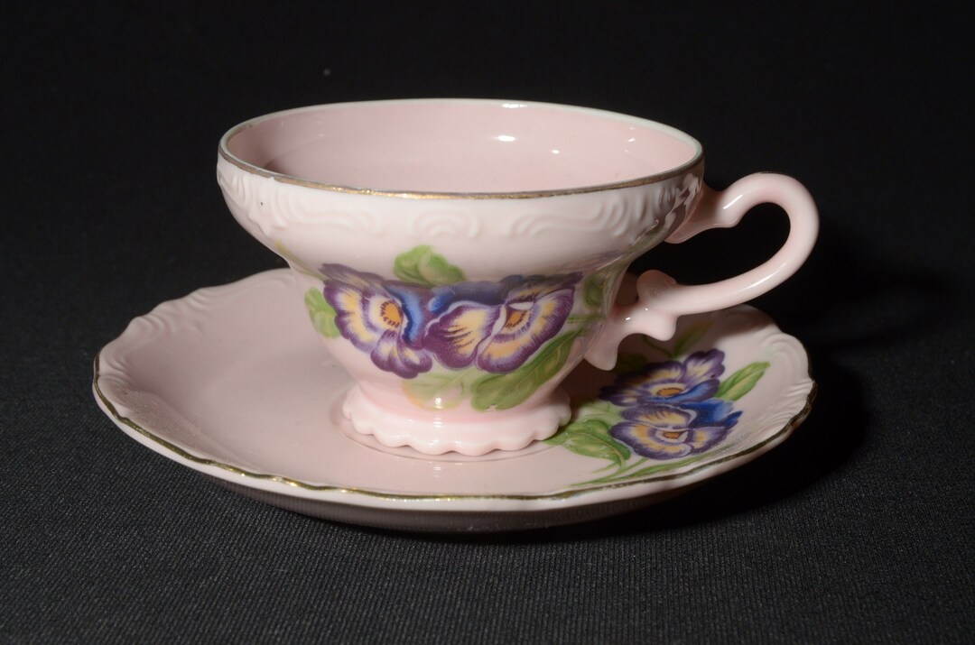 Japanese SHAFFORD Hand Painted Pink Teacup and Saucer Pansies - Etsy