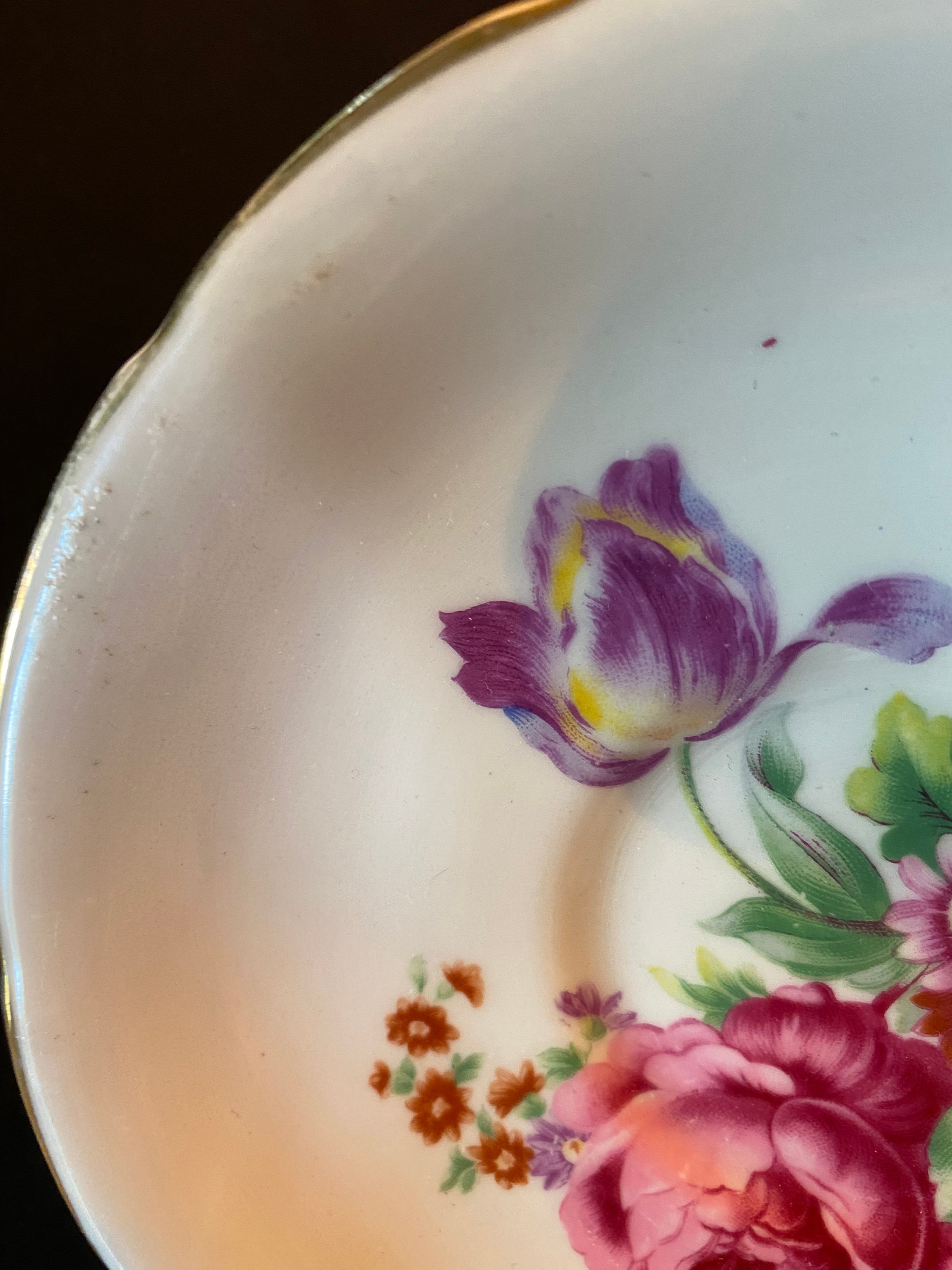 PARAGON White Teacup and Saucer Floral Bouquet Widemouth | Etsy