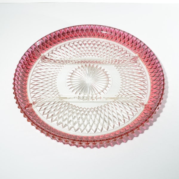Ruby Diamond Point Indiana Glass Plates - Etsy