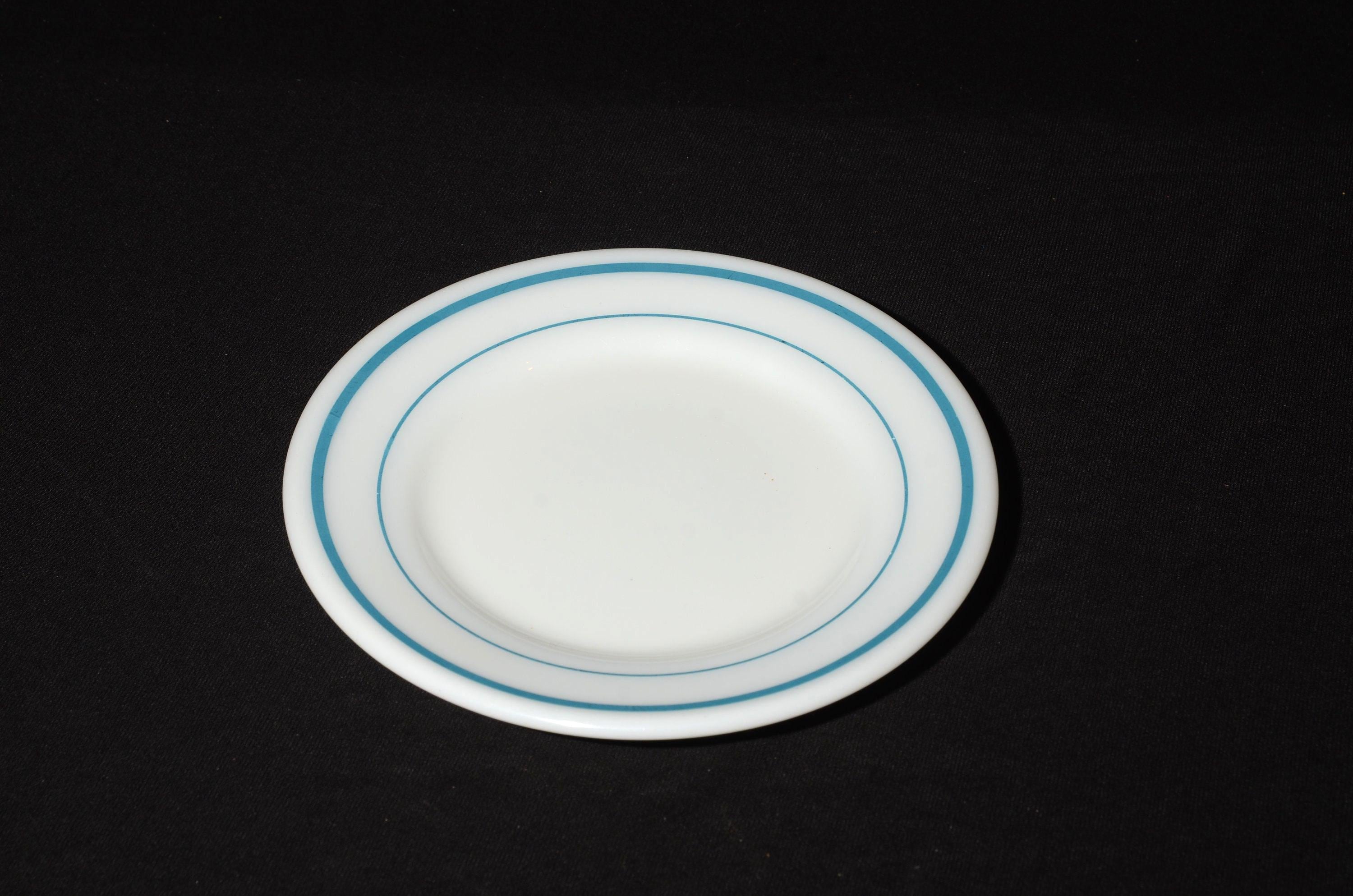 PYREX Turquoise Band Blue Border Rim Lunch Plate Dessert Plate 6 3/4 ...