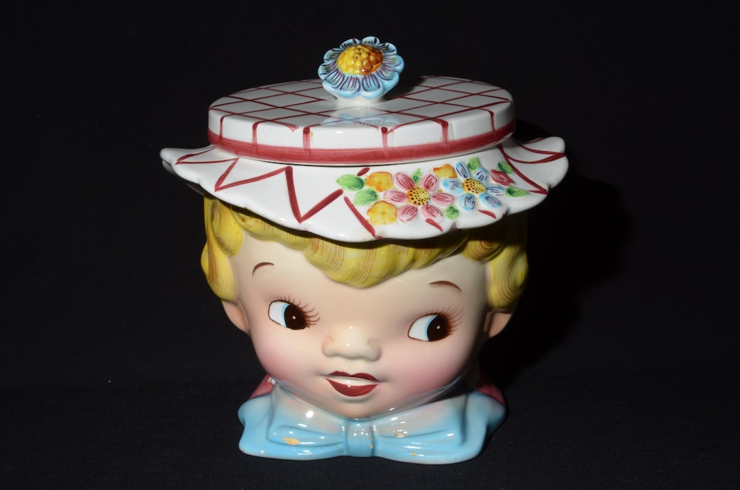 Vintage Geo Z Lefton Miss Dainty Cookie Jar Biscuit With Lid Planter ...