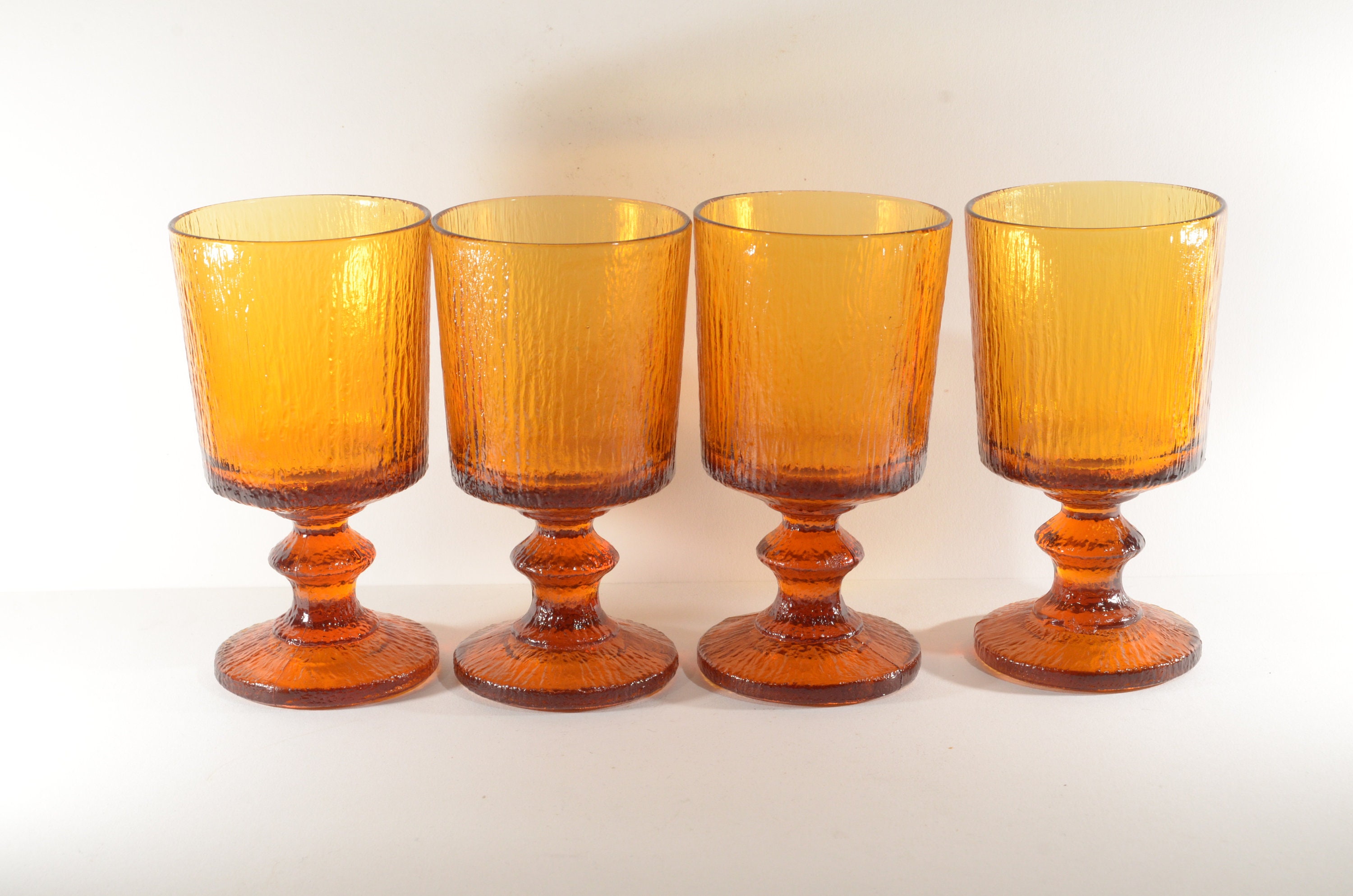 Vintage Ravenhead Siesta Set of 4 Water Glasses 5 1/2" Wine Glass Bark ...