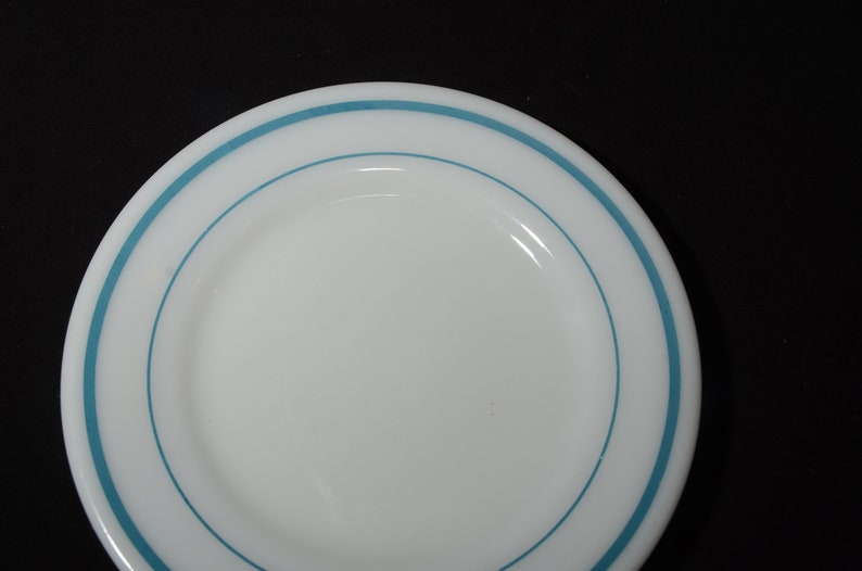 PYREX Turquoise Band Blue Border Rim Lunch Plate Dessert Plate - Etsy ...