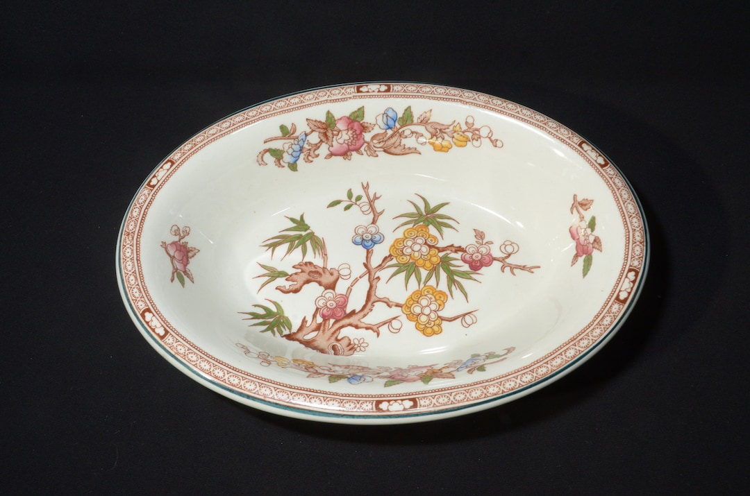 Vintage Empire Crockery Co Newport Pottery INDIAN TREE Oval Serving ...