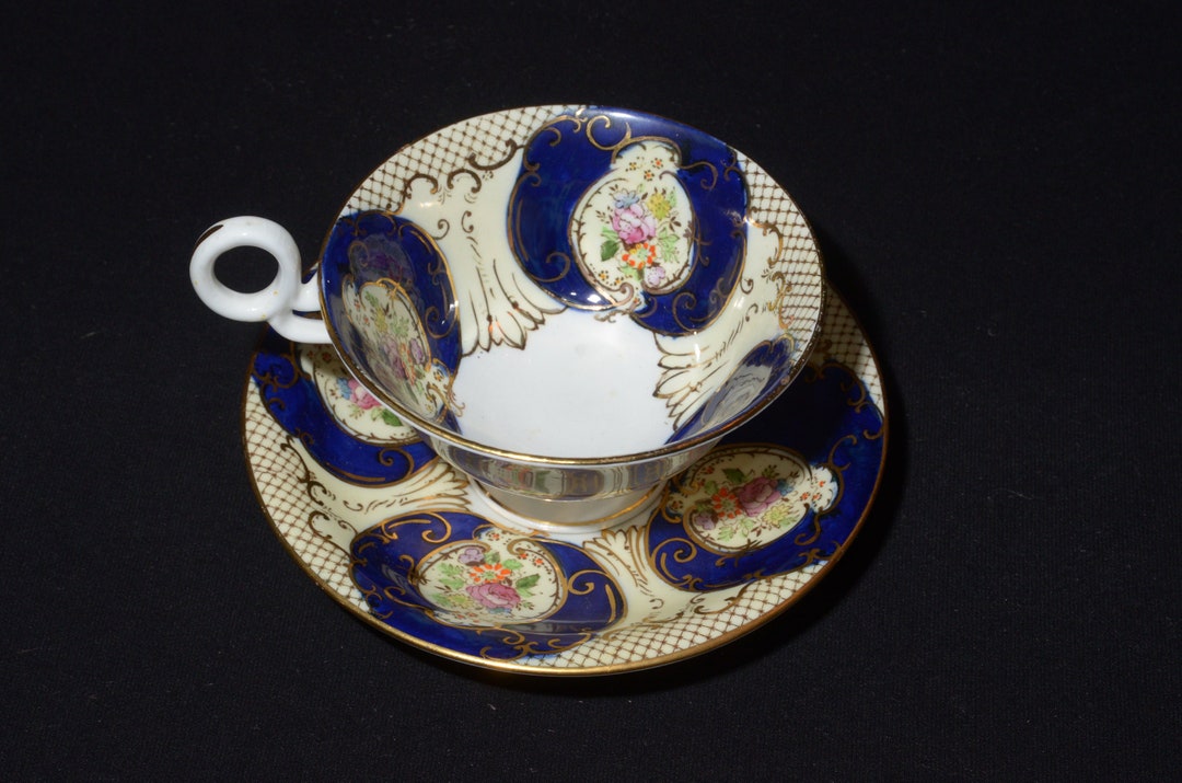 Regent Fenton Cobalt Blue Bone China Teacup and Saucer Set Widemouth ...