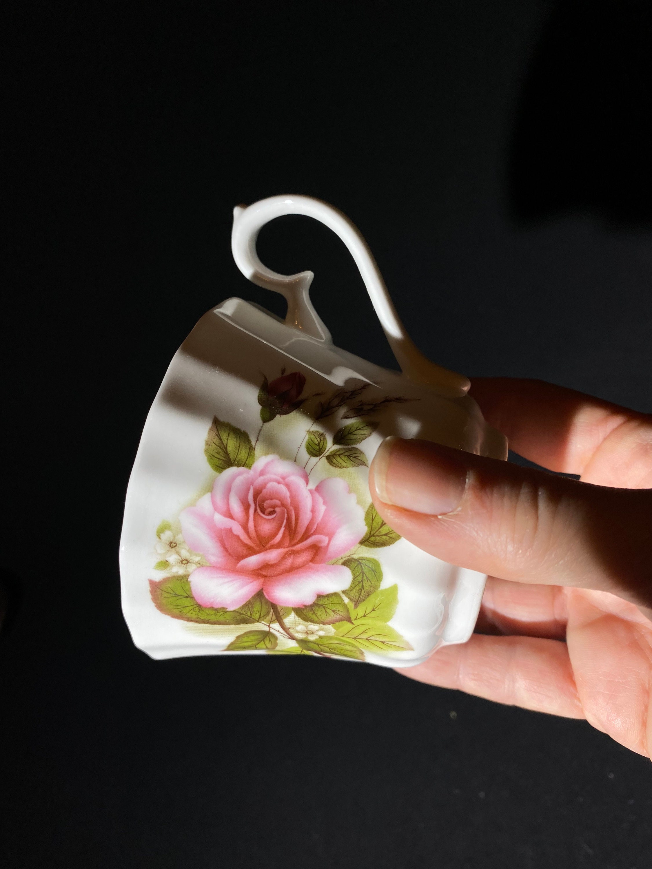 ROYAL VICTORIAN Swirl Teacup and Saucer Pink Cabbage Rose Open Roses ...