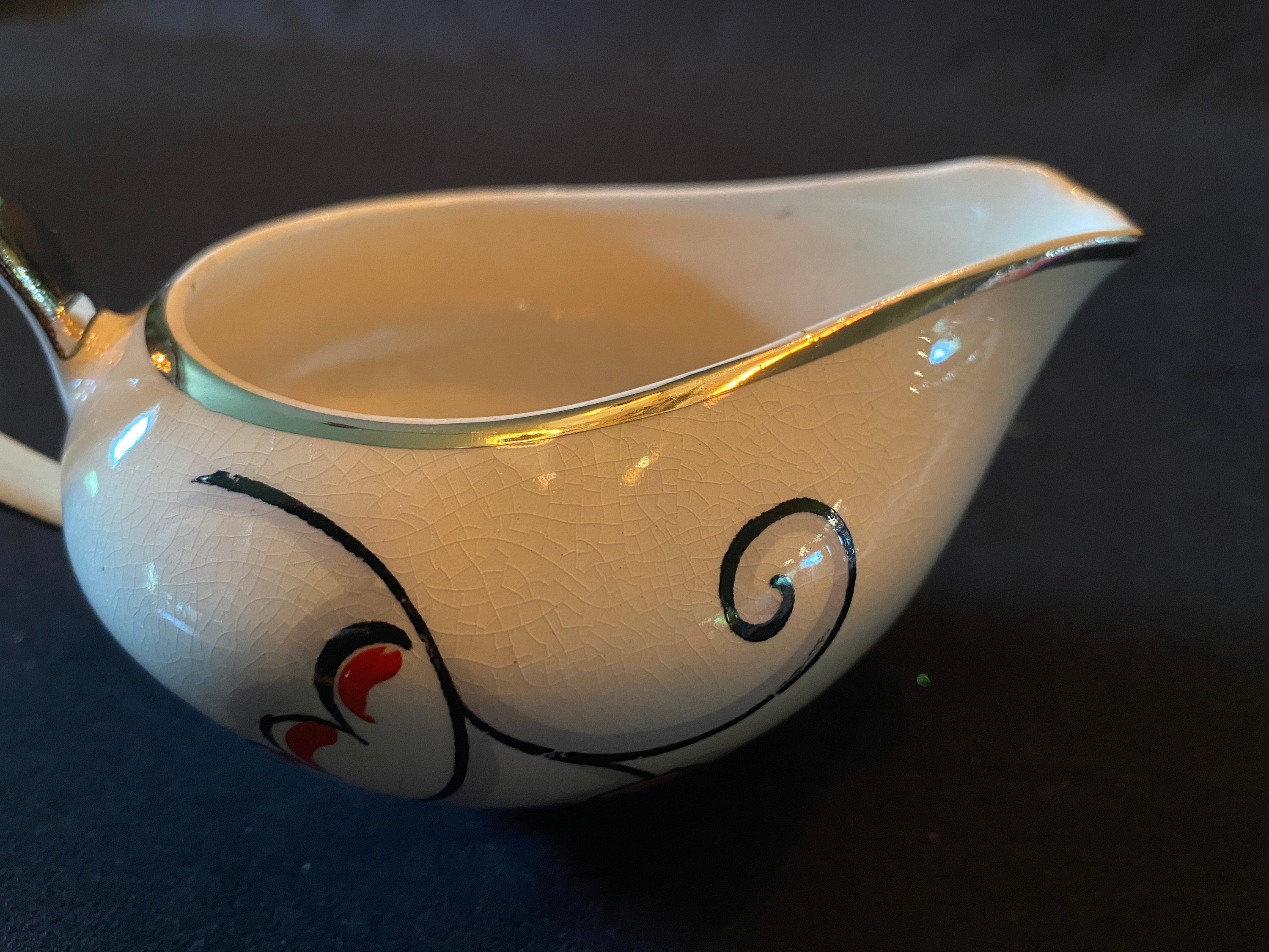 Vintage Arthur Wood Small Gravy Boat Floral Red Black Grey Bone China ...