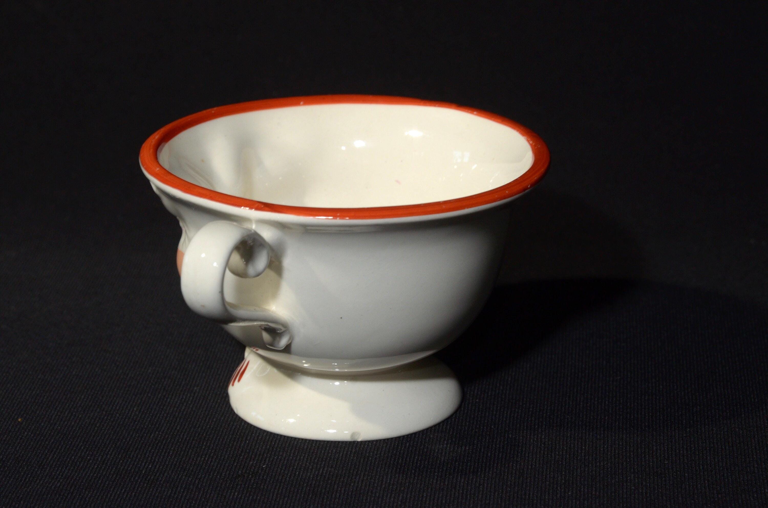 Vintage Male Face Teacup Man Red Rim Red and White Bow Tie CHIPS on ...
