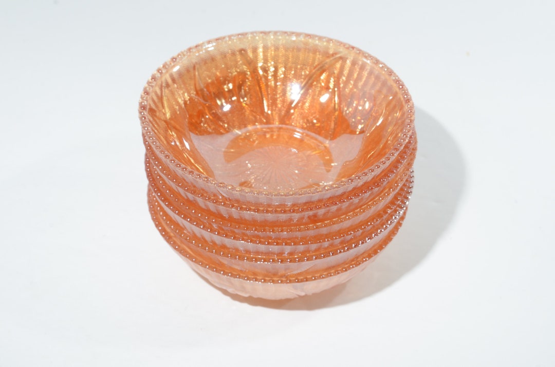 Set of 6 Vintage Depression Glass Iris and Herringbone by Jeannette ...