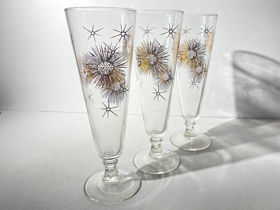 Set of 3 Champagne Pilsner Beer Glasses Footed Glass Drinking Glass ...