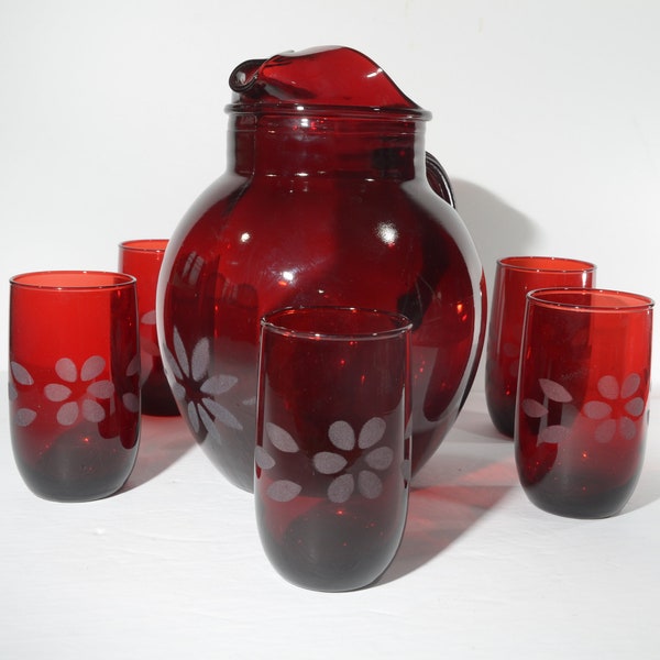 Royal Ruby Anchor Hocking Pitcher - Etsy