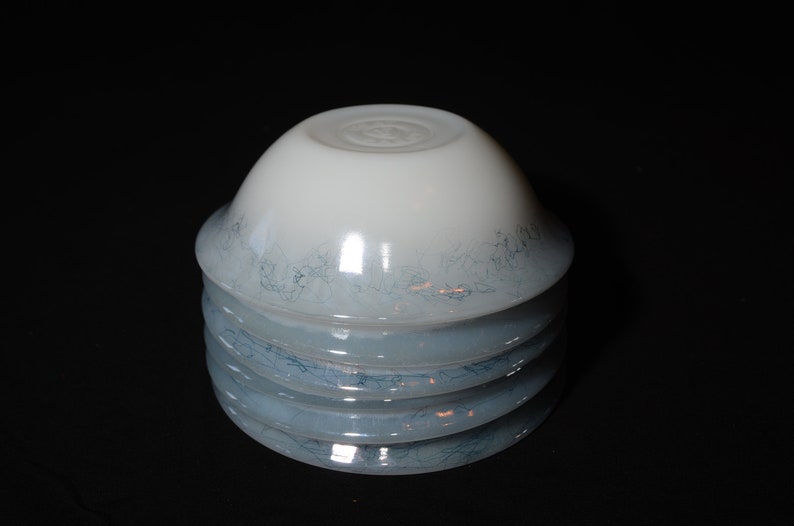 FEDERAL GLASS Gray Iridescent Drizzle FEG2 Set of 6 Dessert | Etsy