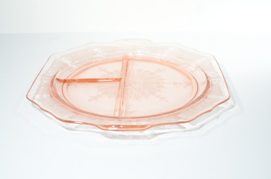 Hocking Glass Princess Pink Depression Glass Handled Grill Plate ...