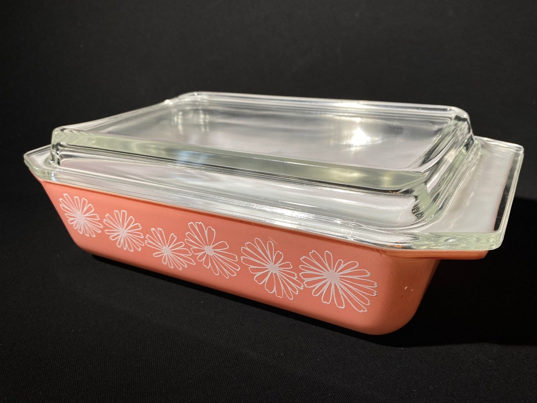 PYREX Pink Daisy Space Saver Baking Dish Lid Promotional Vintage Mid ...