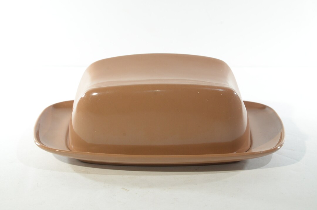 Vintage Melmac Maplex Butter Dish Milk Chocolate Brown Mid Century Hard ...