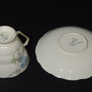 FENTON Radfords Trent Tea Cup and Saucer Set Blue Floral England Gold ...