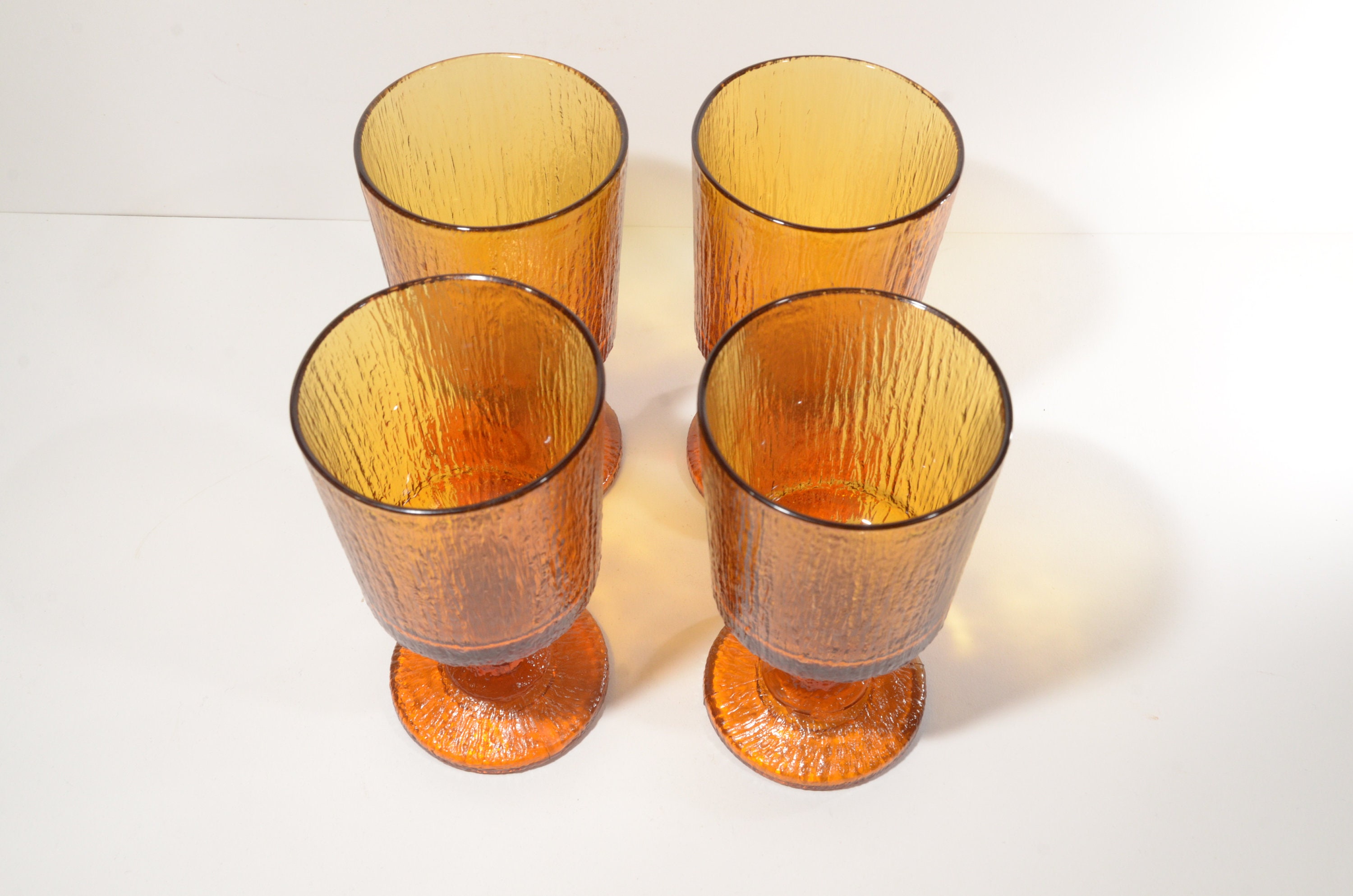 Vintage Ravenhead Siesta Set of 4 Water Glasses 5 1/2" Wine Glass Bark ...