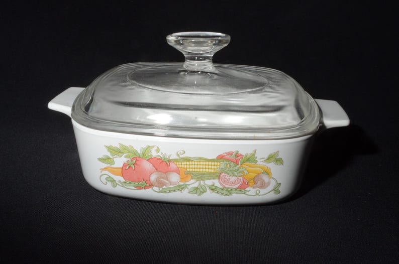 CORNING WARE A1B Garden Vegetables Casserole Dish Pyrex Glass Lid 1 ...