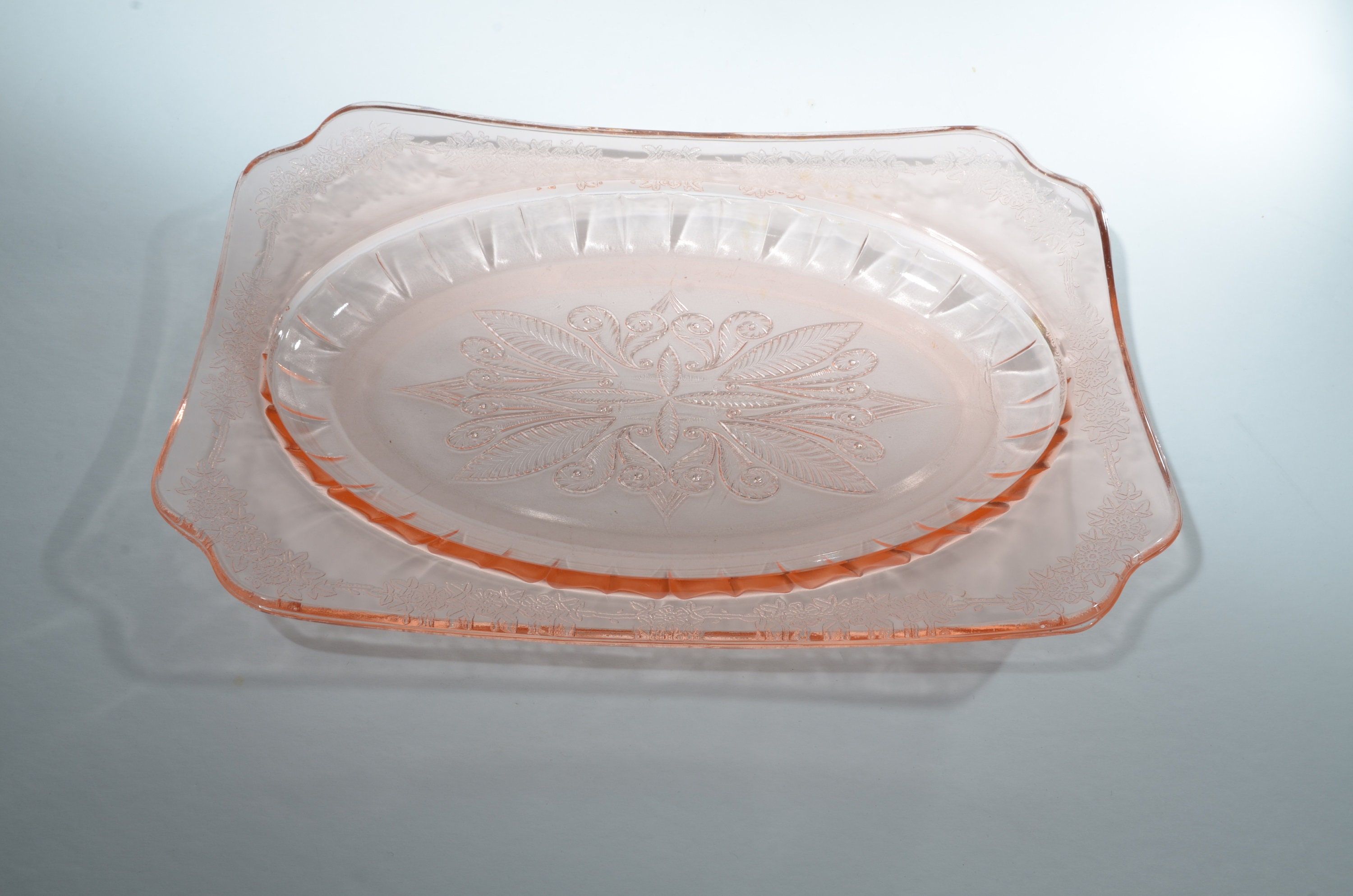 Jeannette Glass ADAM Pink Depression Glass Platter Rectangular 11 3/4 ...