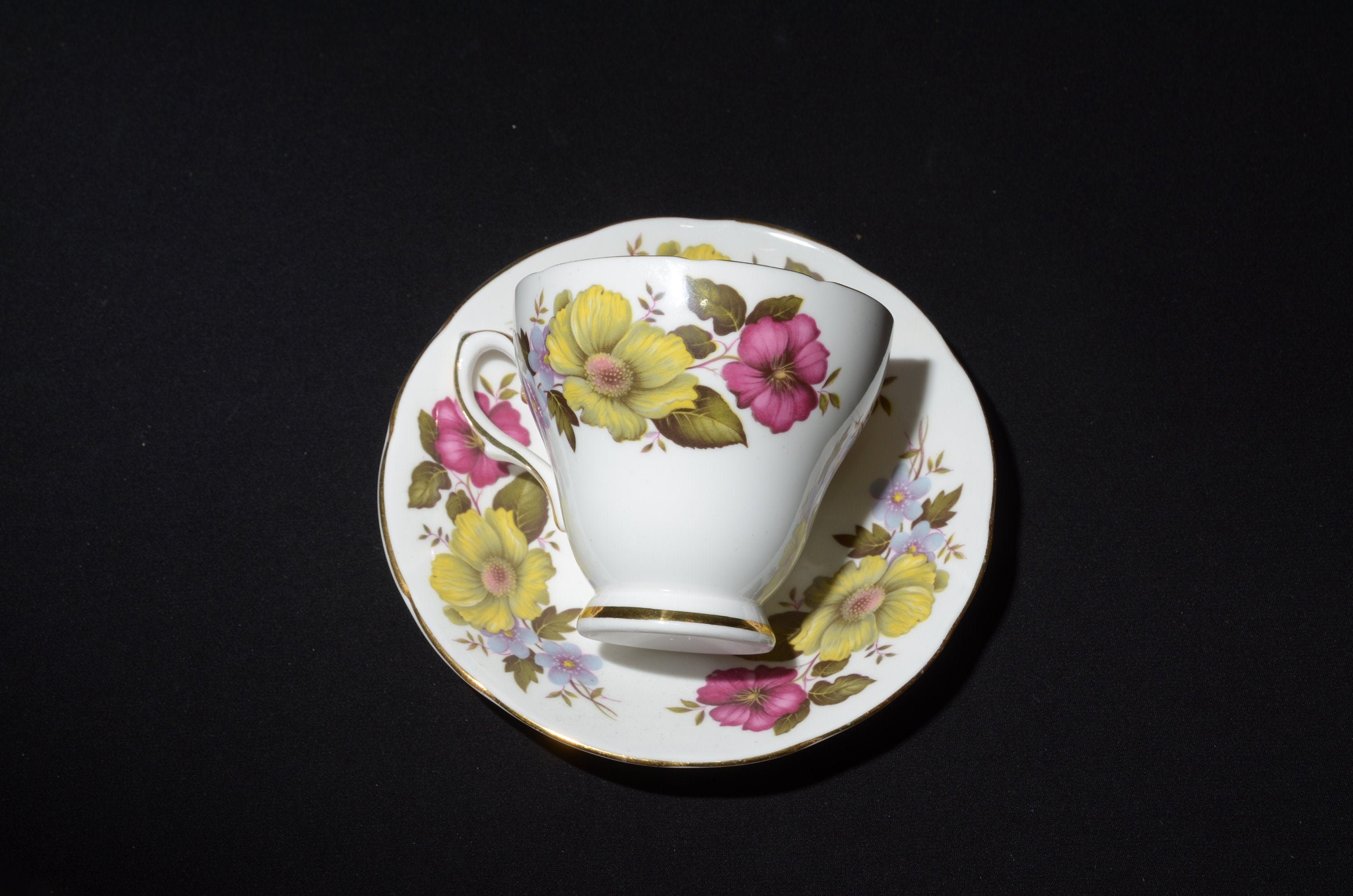 ROYAL SUTHERLAND Bone China Teacup and Saucer Set Gold | Etsy