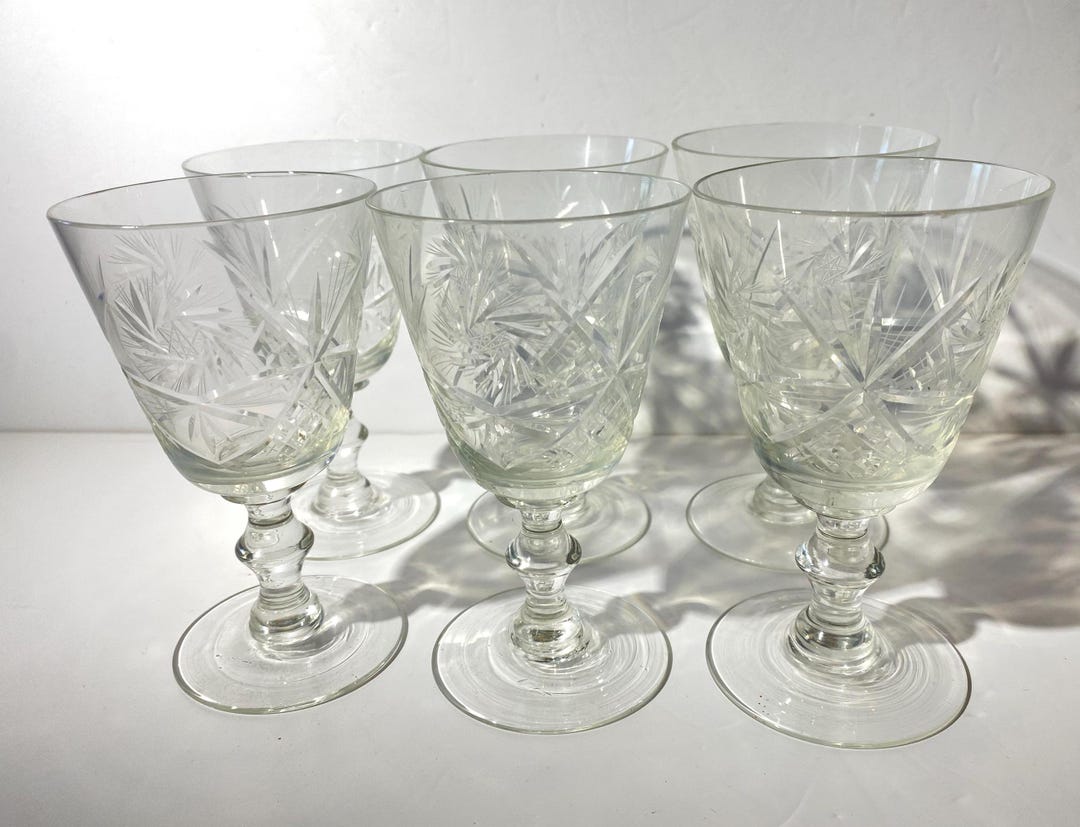 Set of 6 Pinwheel Glass Crystal Glasses Liquor Glasses 4 3/4" Tall ...