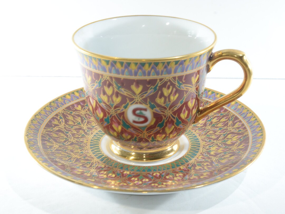 Stunning JM Fine Art Thai Ceramic China Teacup and Saucer Gold Rimmed ...