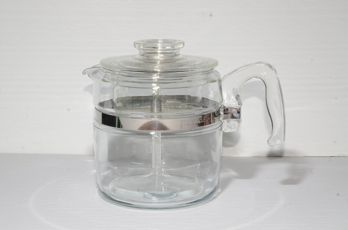 PYREX Flameware 6 Cup Glass Coffee Pot Coffee Percolator All Parts ...