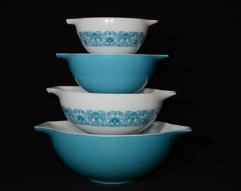 Pyrex Horizon Blue Mixing Bowl Set - Etsy