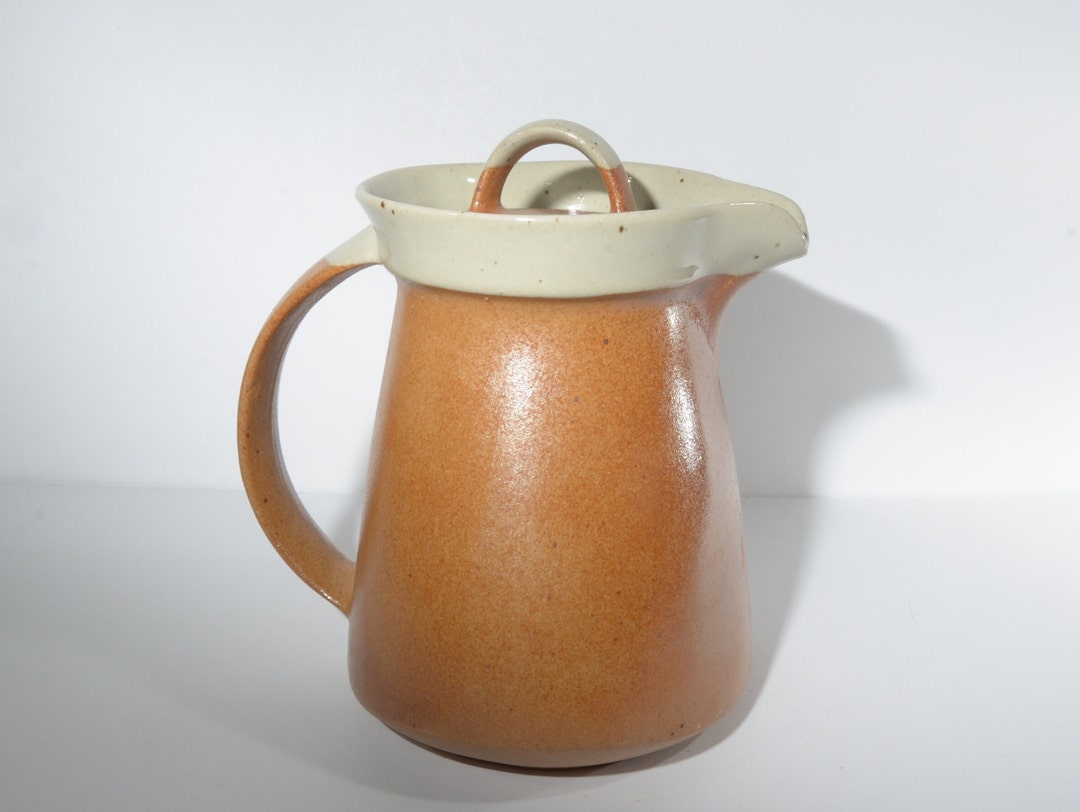 Vintage Medium Pitcher Sial Art Pottery Lid Rust Gray 6 Inches Pottery ...