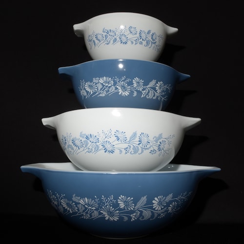 PYREX Colonial Mist Set of 4 Blue Cinderella Nesting Bowls - Etsy