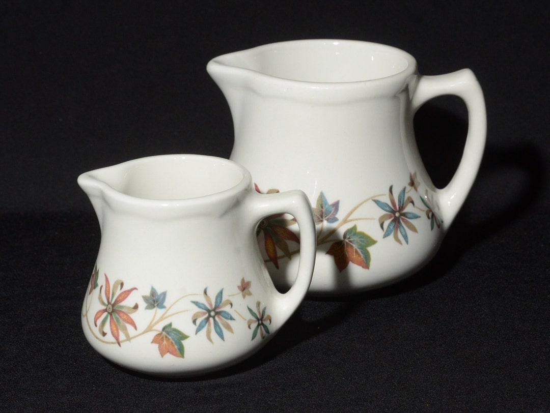 Vintage Grindley Duraline Set of 2 Creamer Flower and Leaf Vitrified ...
