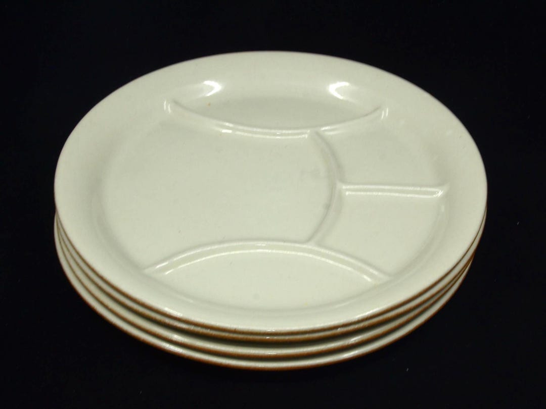 Set of 4 SIAL Hors Serie Divided Grill Plate 9 Inches Pottery Vintage ...
