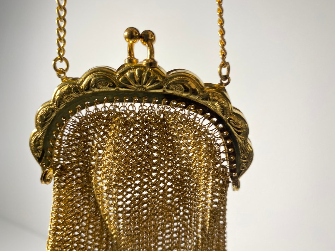 Small Gold Mesh Wallet Art Deco Gold Color Small Gold Mesh Coin Purse ...