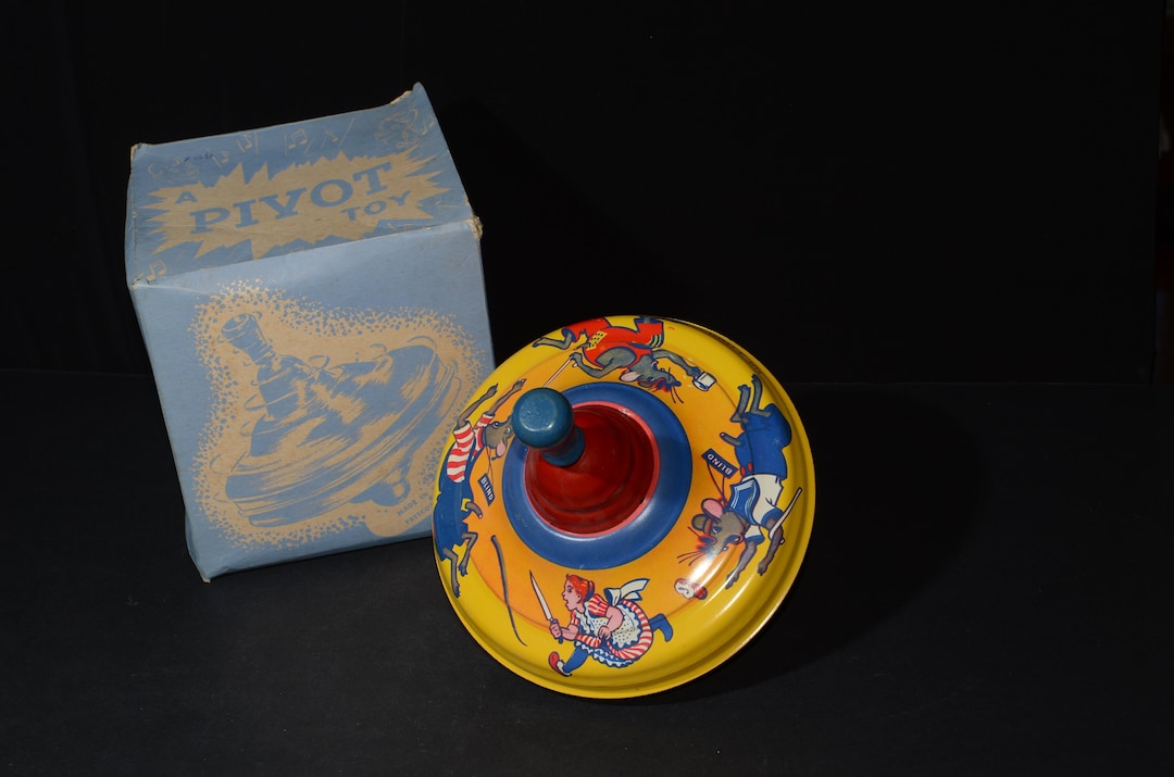 Vintage Large SPINNING Top Tin Toy Made in Canada Kid's Toy Christmas ...