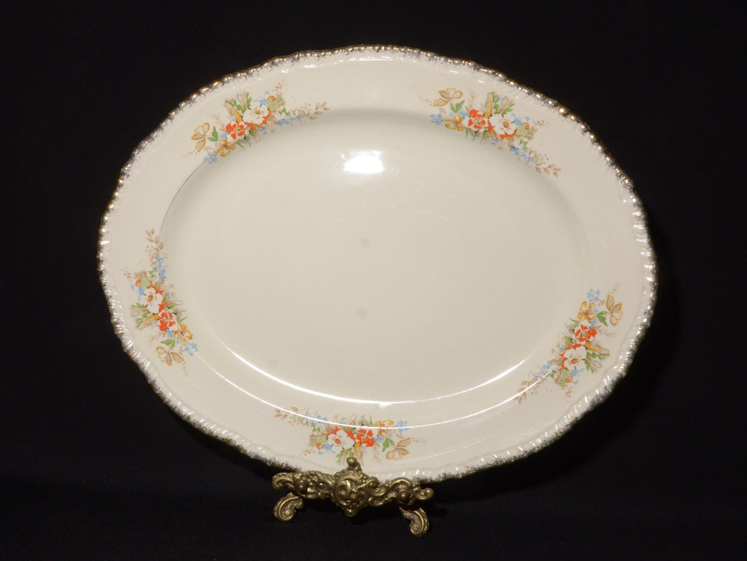 Woods Ivory Ware Vintage Platter Serving Plate 14 Inches Brushed Gold ...