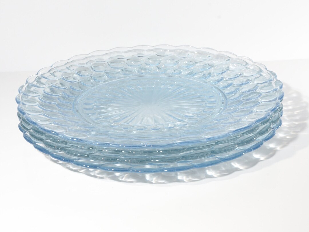 Blue Glass Vintage Fire King Sapphire Set of 4 Dinner Plate 9.5 Inches ...