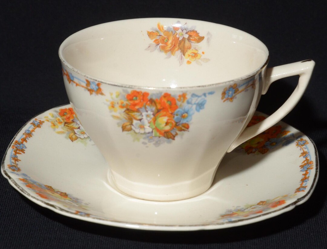 John Maddock Dawlish Teacup and Saucer Set Vintage England Triangle ...
