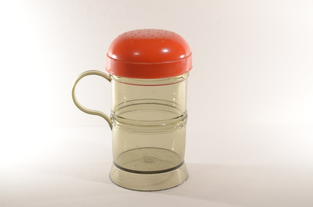 Vintage Sugar Shaker Plastic Orange Lid Smoked Base British Hong Kong ...