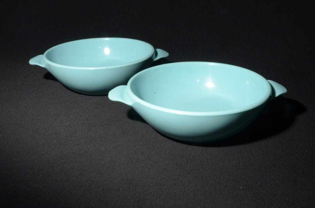 Vintage Set of 2 MELMAC Turquoise Blue Bowl 5.25 Inches Double Handled ...