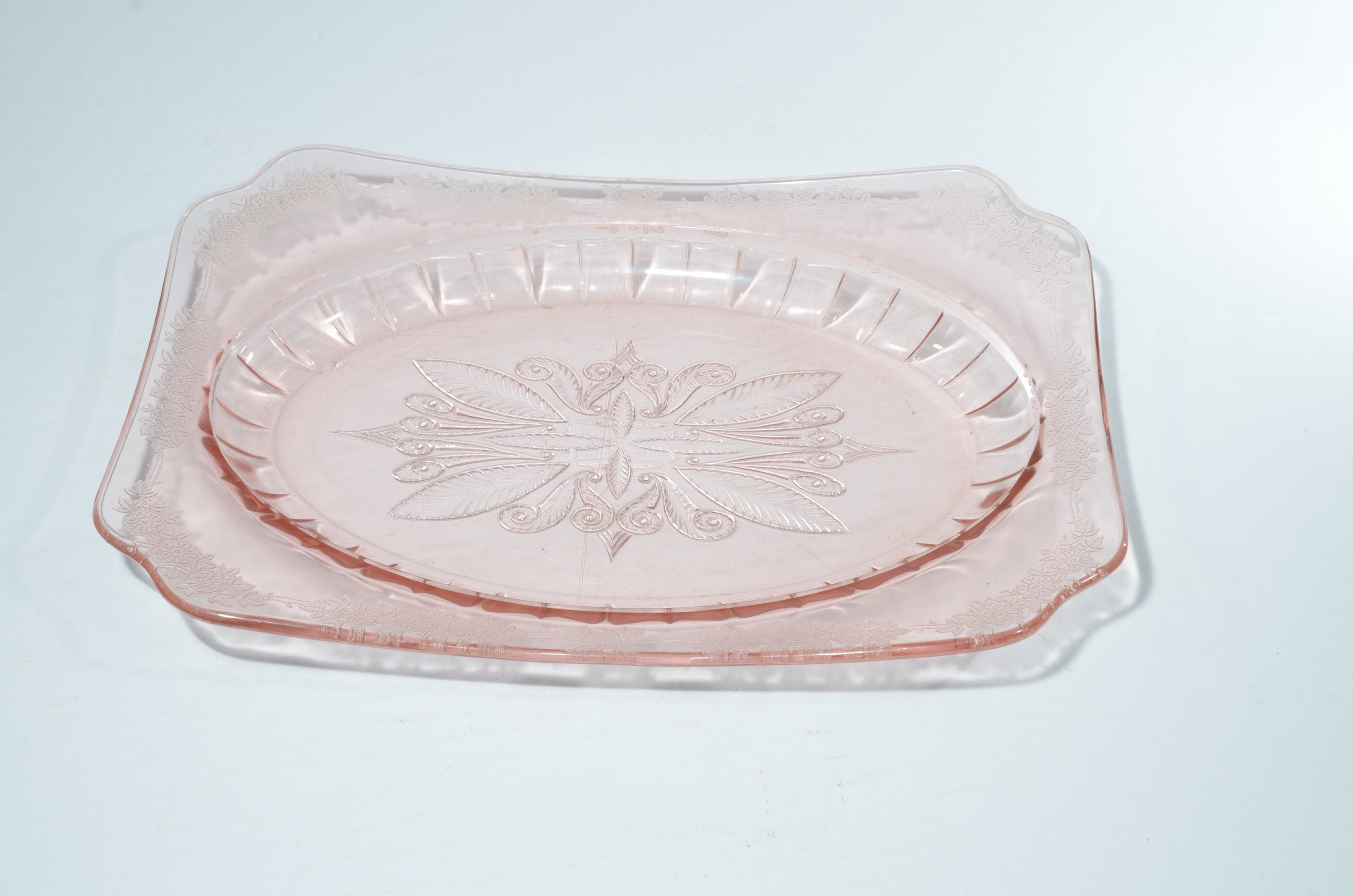 Jeannette Glass ADAM Pink Depression Glass Platter Rectangular - Etsy