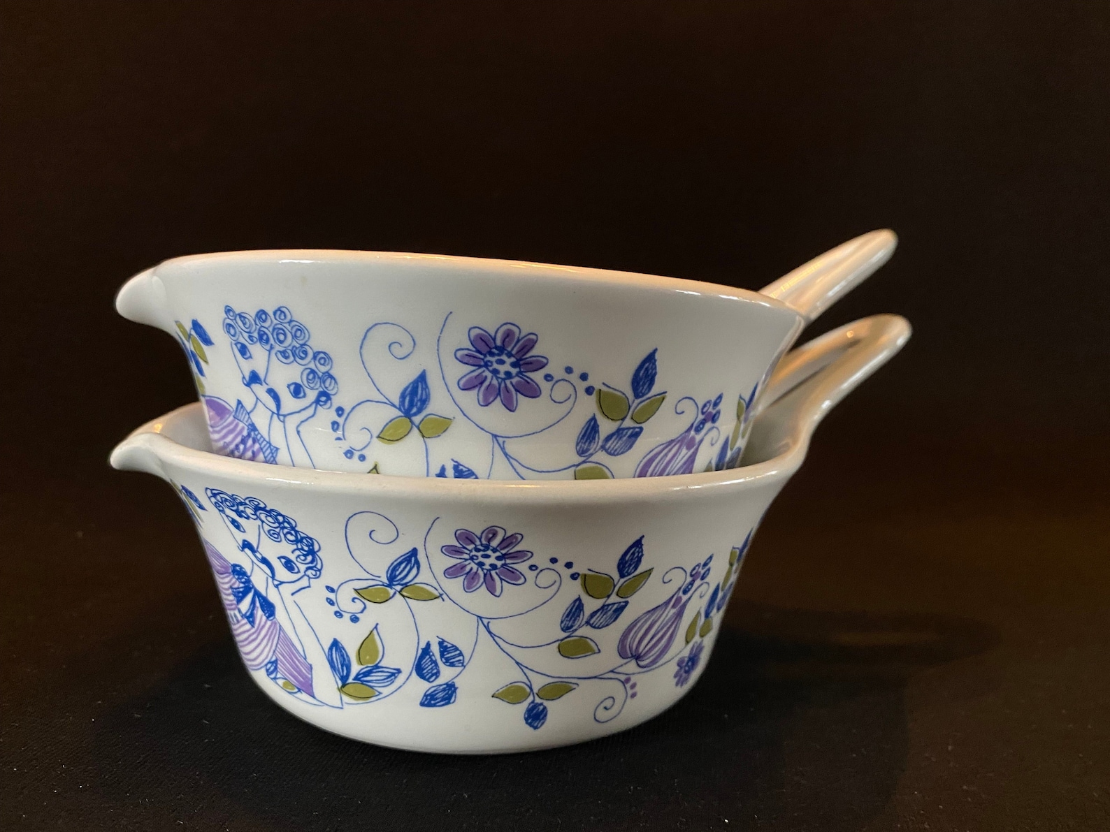 Set of 2 Norway Figgjo Lotte Gravy Sauce Boat Spouted Dish Handle ...