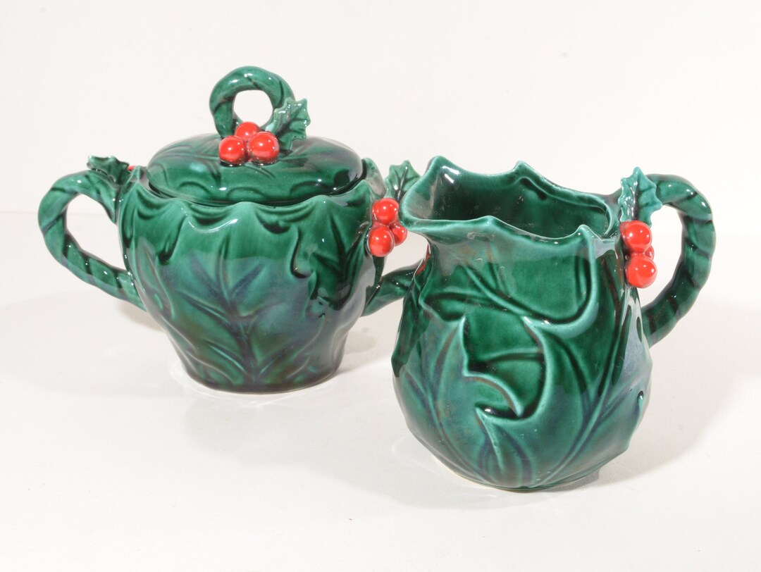 Vintage Majolica ESD Creamer Sugar Bowl Set Lidded Japan - Etsy
