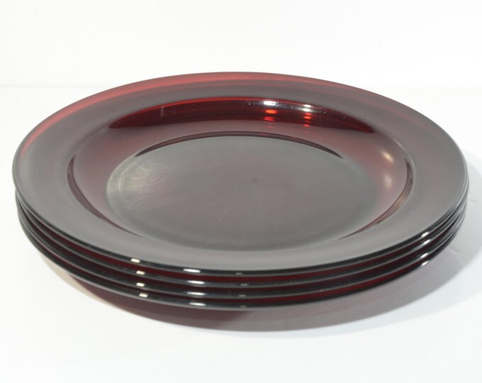 Vintage Arcoroc France Ruby Red Glass Dish Set of 4 - Etsy
